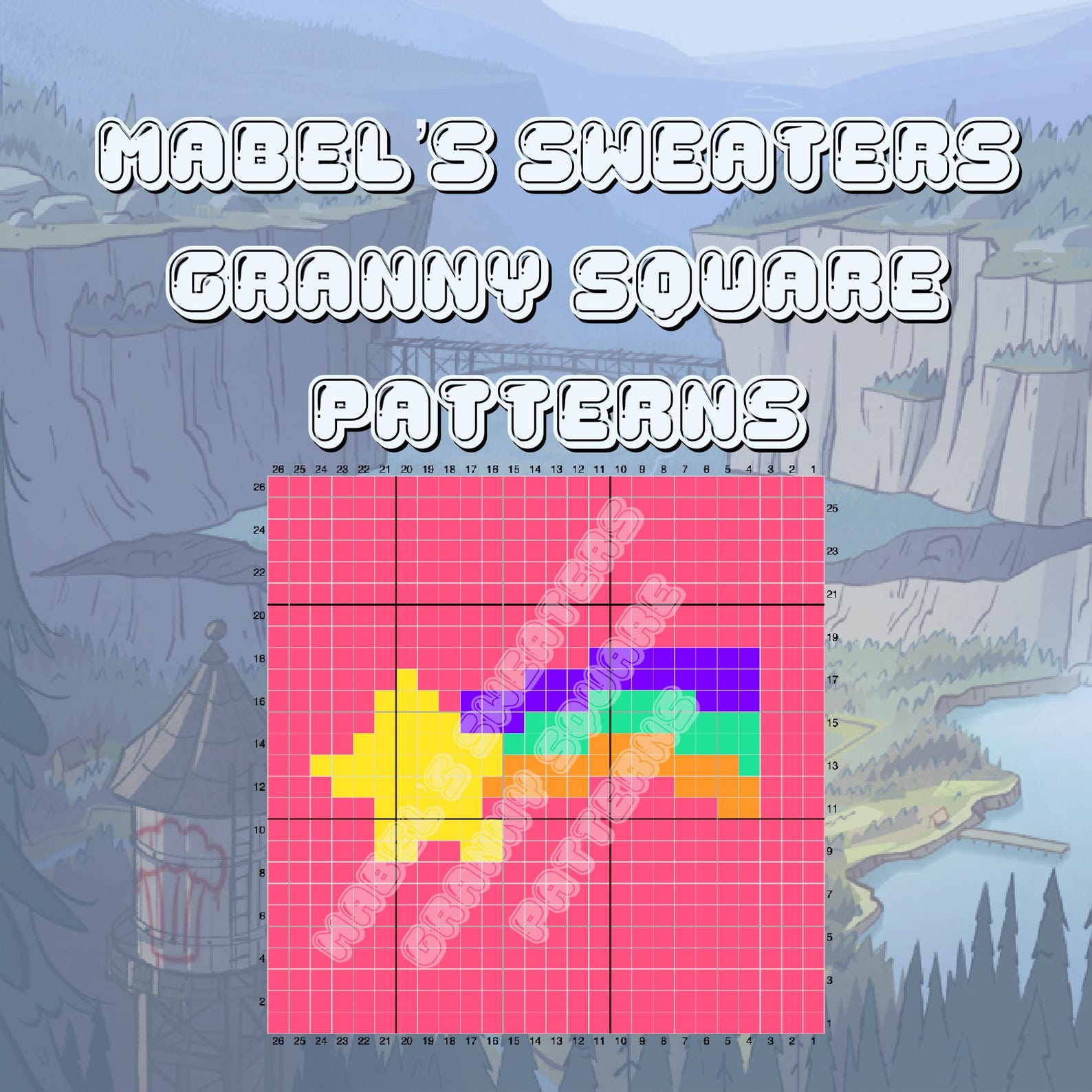 Gravity Falls Mabel's Sweaters Granny Square Crochet Graph Patterns - Etsy