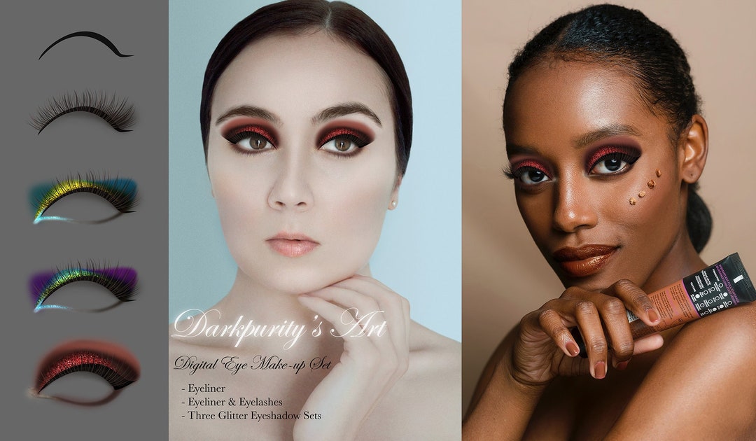 5 Pngs Digital Make-up Sets Digital Eyeliner Eyelashes Eyeshadow PNG ...