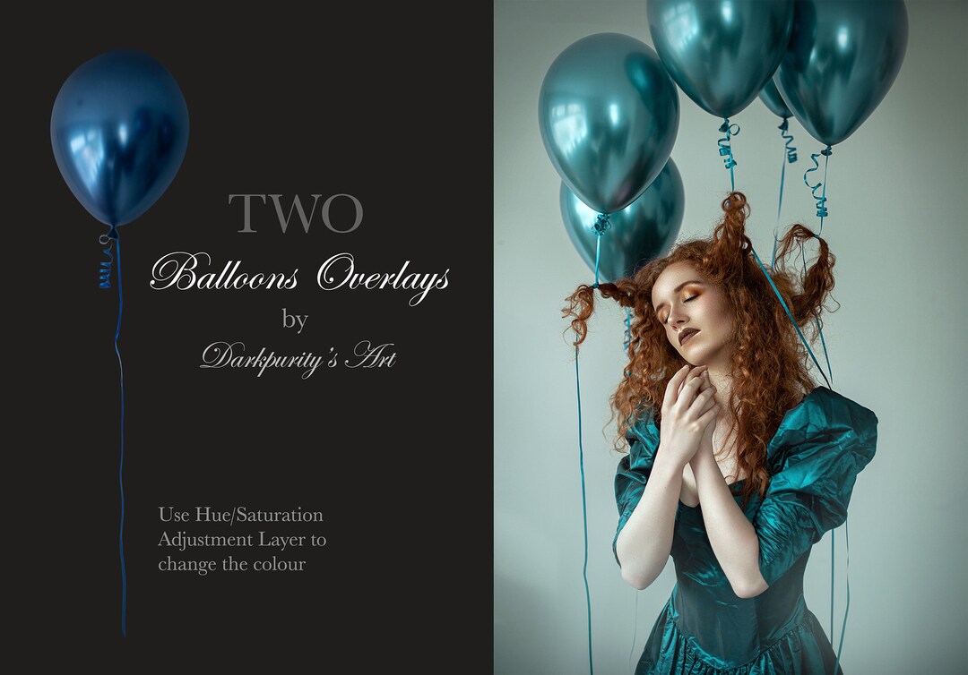 2 Digital Balloons Pngs Overlays - Etsy