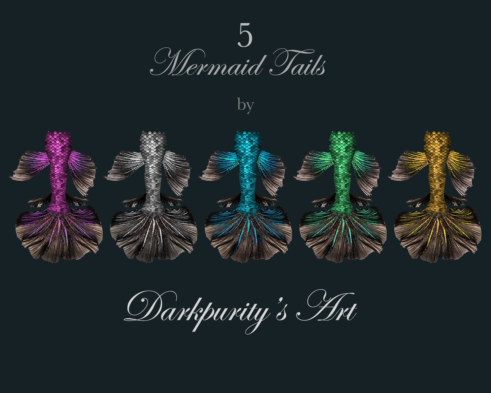 5 Pngs Mermaid Tails Siren PNG Overlay Digital Photo Prop - Etsy