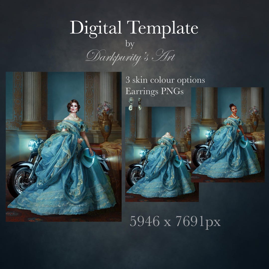 Lady Digital Template, Royal Portrait Template, Modern Female Fashion ...