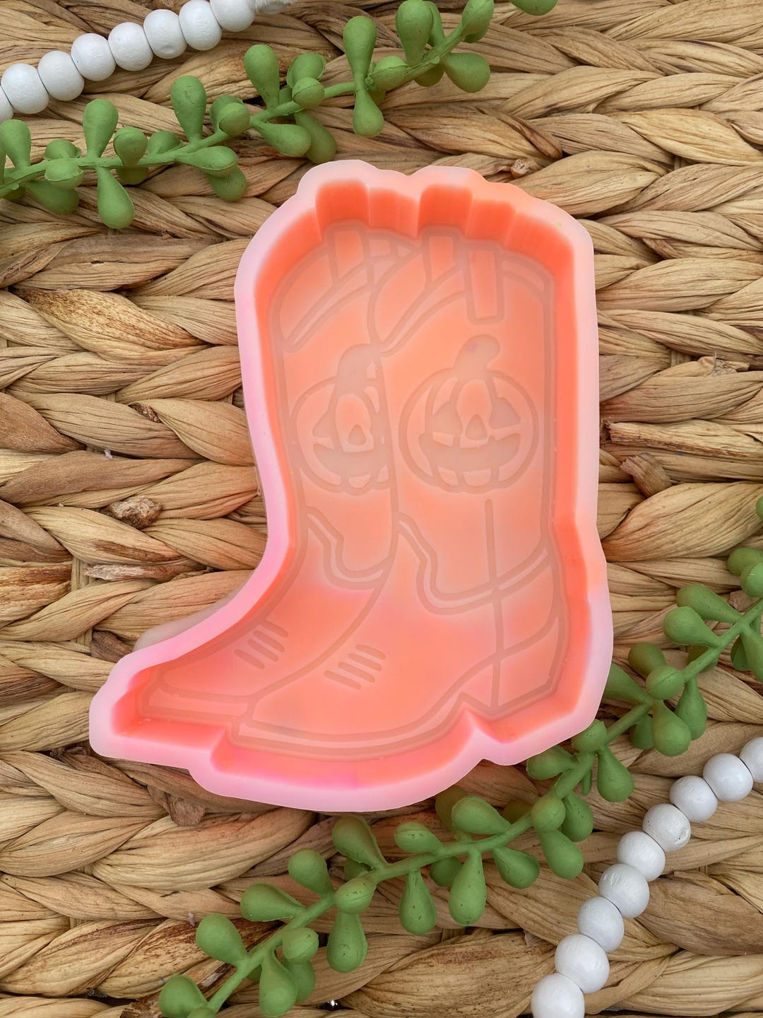 Jack-o-lantern Cowboy Boots Freshie Mold, Pumpkin Cowgirl Boots Freshie ...