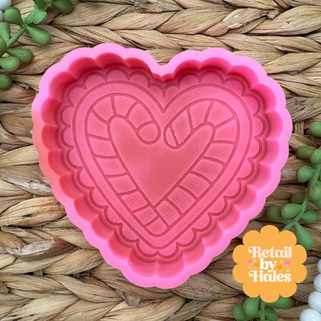 Candy Cane in Heart Frame Freshie Mold, Christmas Coquette Freshie Mold ...