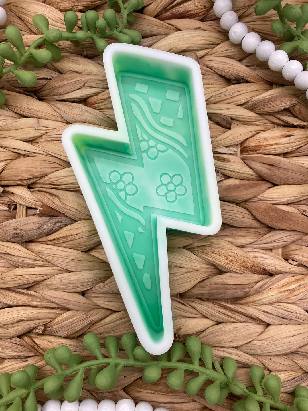 Lightning Bolt Freshie Mold, Retro Lightning Soap Mold, Checkerboard ...