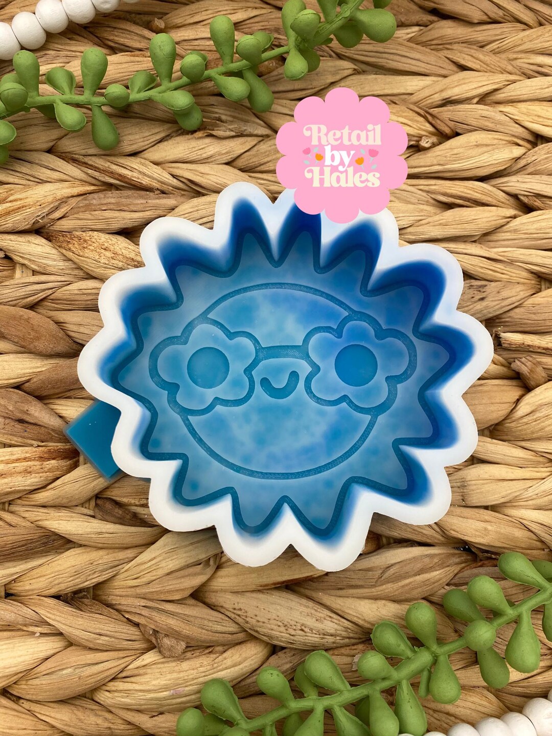 Sun With Flower Glasses Mold, Summer Freshie Molds, Sun Freshie Mold ...