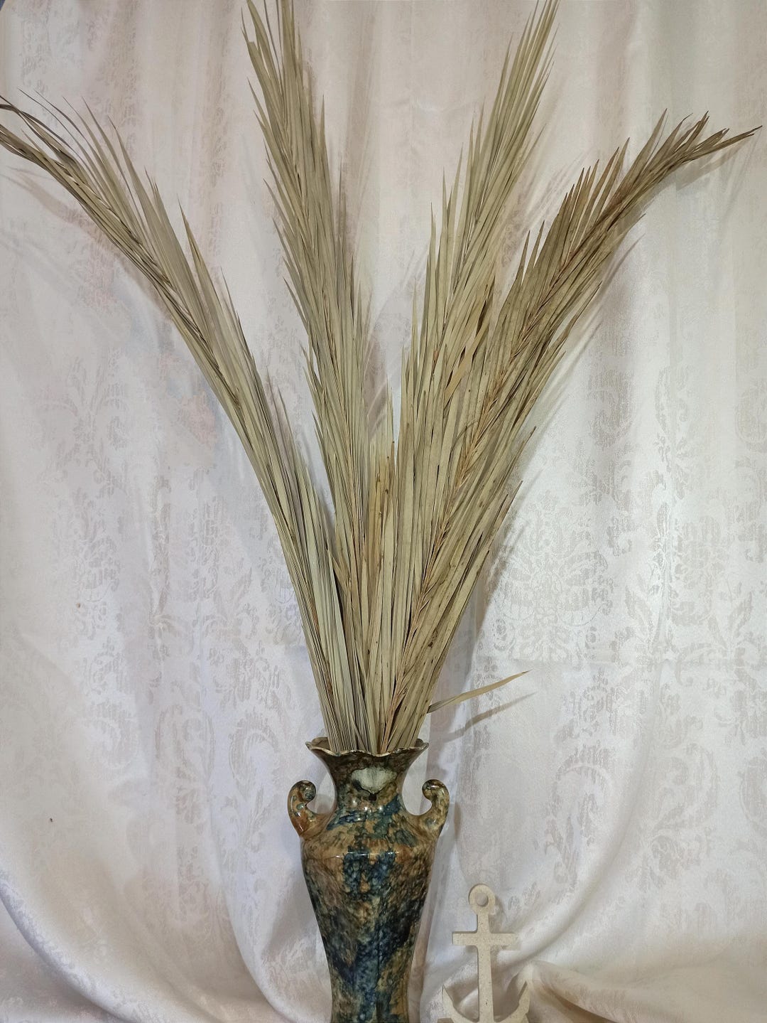4 Dried Date Palm Leaves: Antique Old Green Tropic Tall Wedding Aisle ...