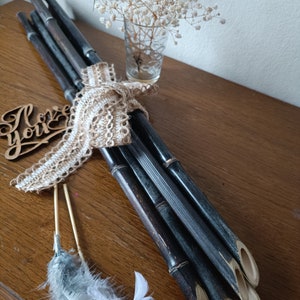 Natural Black Bamboo Bundle 22", 6 Bamboo Sticks, Dried Black Organic ...