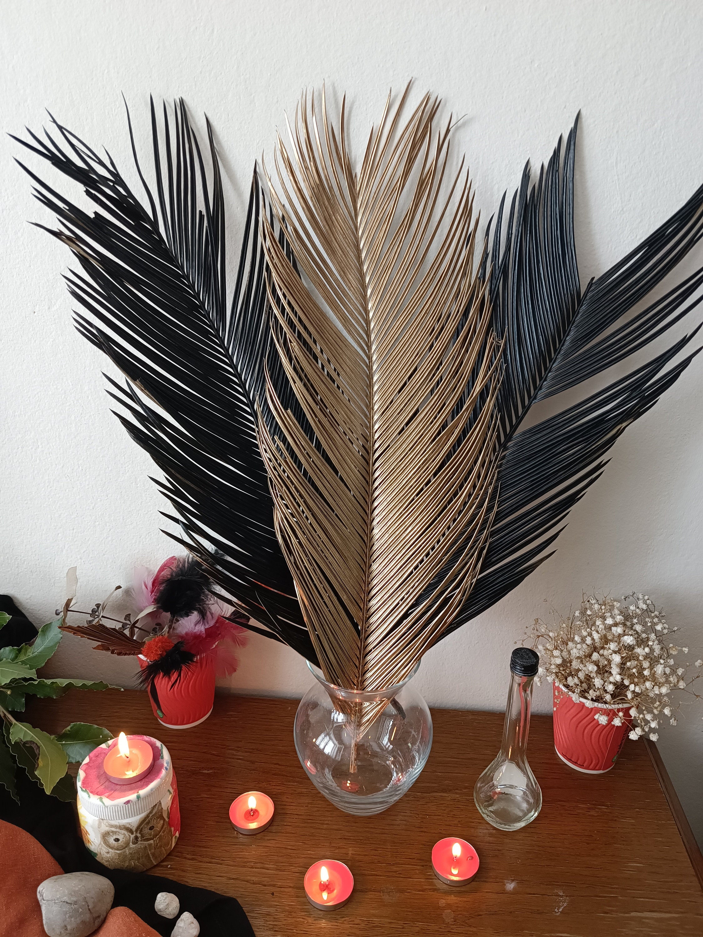 Rainbow Dried Sago Palm Leaf: Boho Tropic Wedding Aisle Arrangement - Etsy