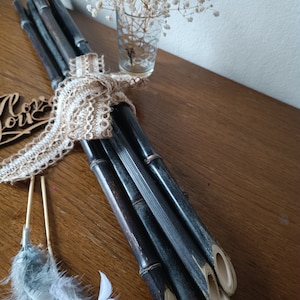 Natural Black Bamboo Bundle 22", 6 Bamboo Sticks, Dried Black Organic ...