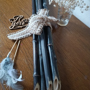 Natural Black Bamboo Bundle 22", 6 Bamboo Sticks, Dried Black Organic ...