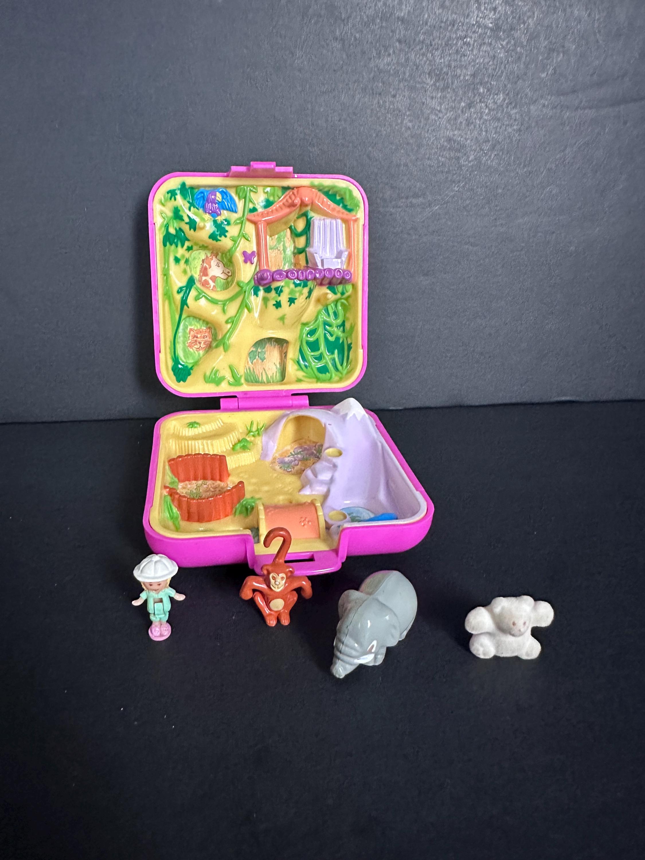 Vintage Polly Pocket Set wild Zoo World Compact Polly Pocket Bluebird ...