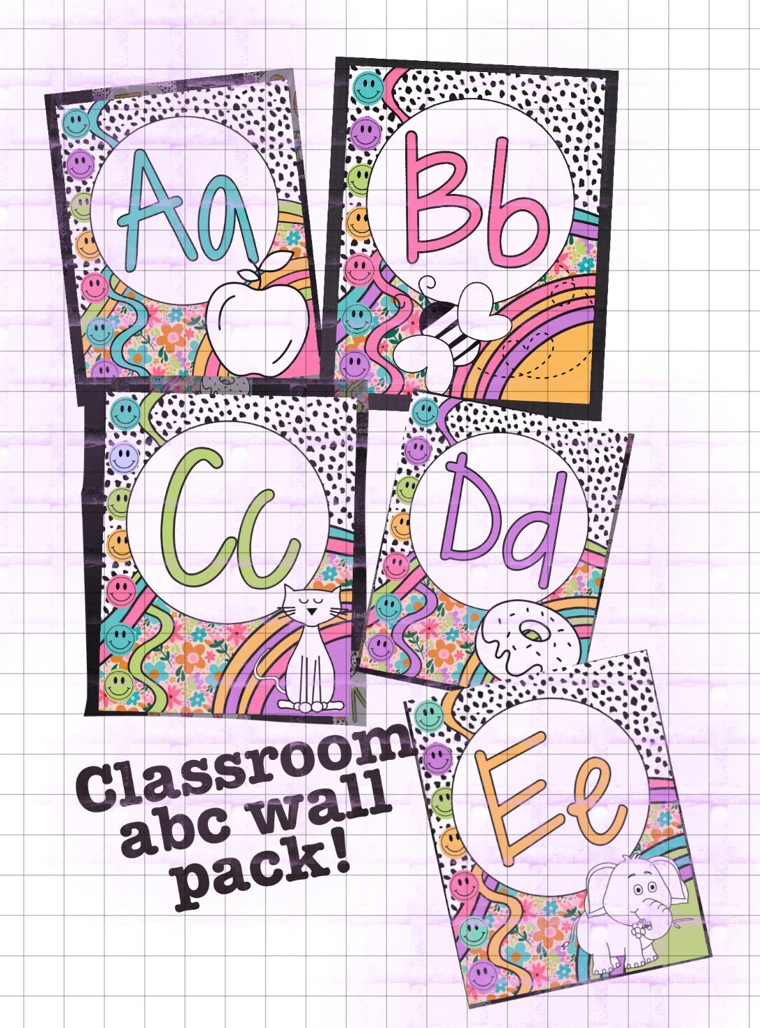 Retro Groovy Floral Alphabet Wall for Classroom. Digital Download for ...