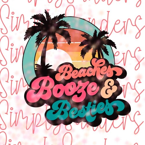 PNG DOWNLOAD Beach Booze and Besties summer - Etsy
