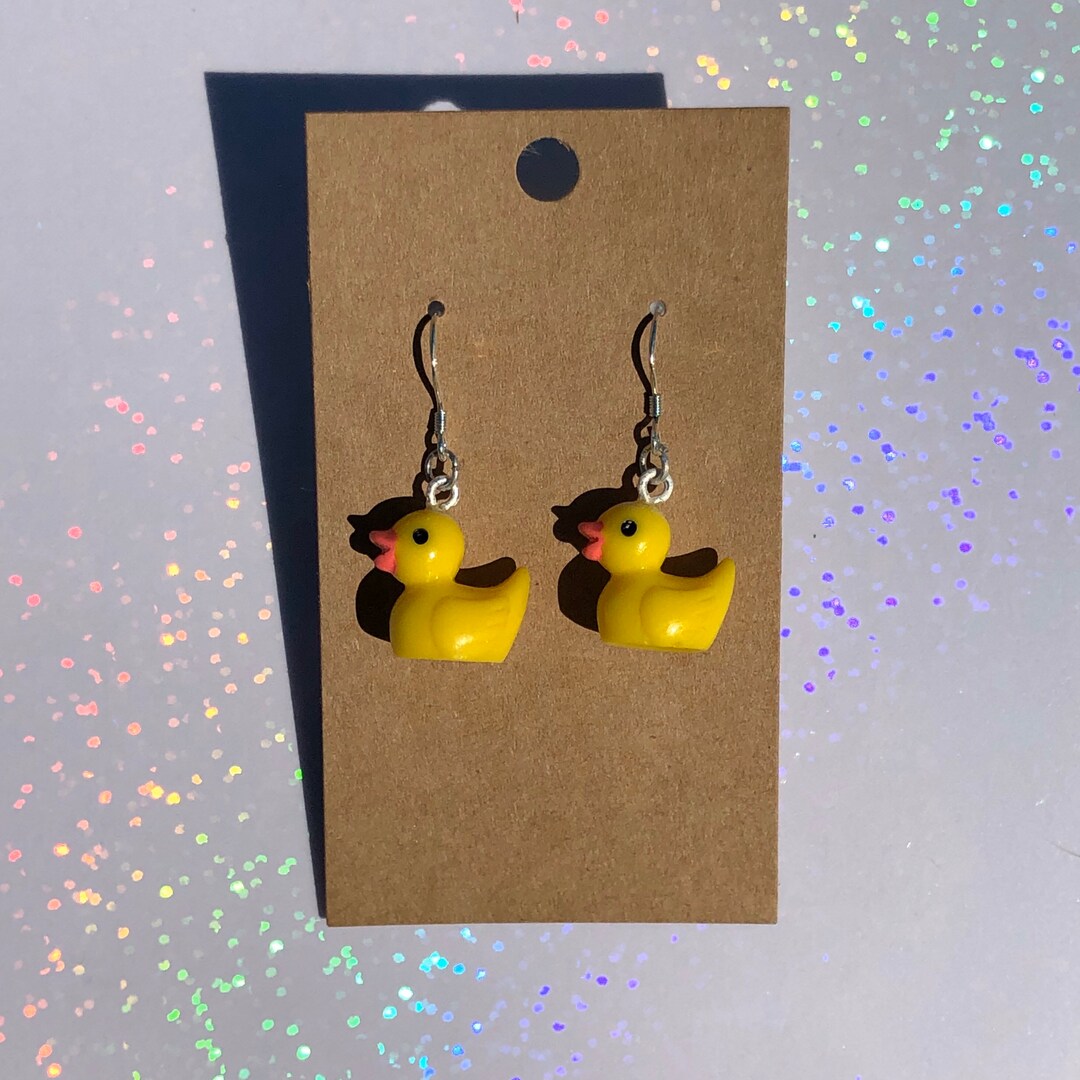 Rubber Duck Charm Earrings Little Rubber Duck Stainless - Etsy