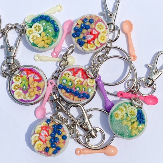 Açaí Bowl Keychain Custom Fruit Meal Bowl Polymer Clay and | Etsy