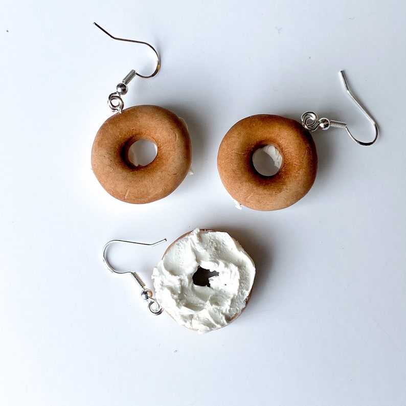 Polymer Clay Bagel Earrings Mini Breakfast Food Jewelry | Etsy