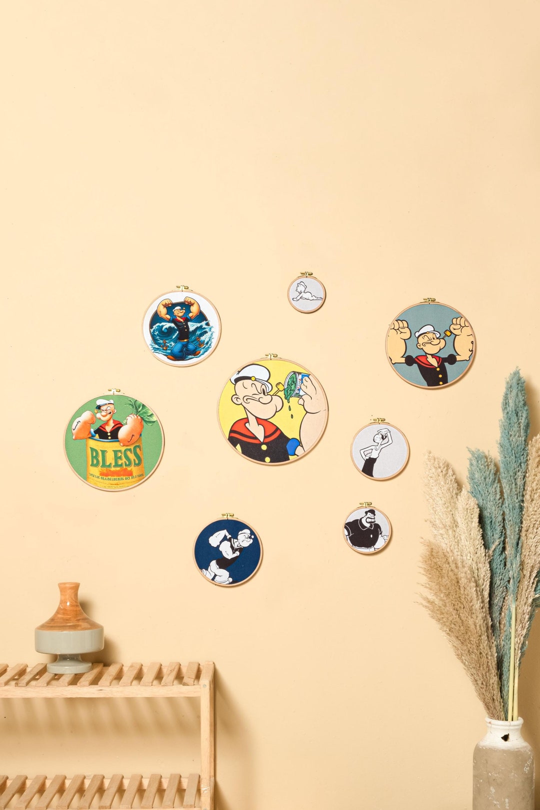 Popeye Kids Room Wall Art Set of 8 - Children Room Comic Art, Nursery ...