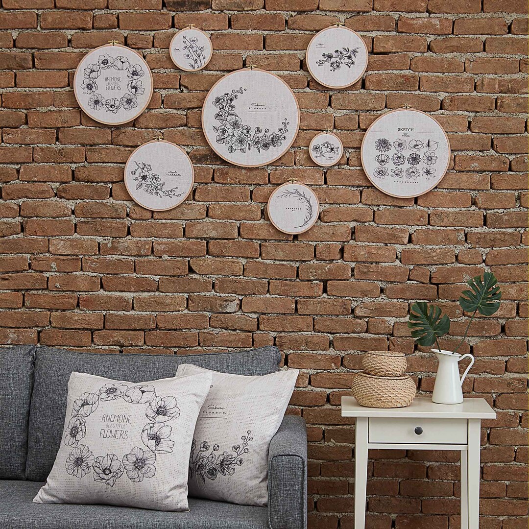 Sakura Sketch Embroidery Hoop Wall Decor & Pillow Covers - Etsy