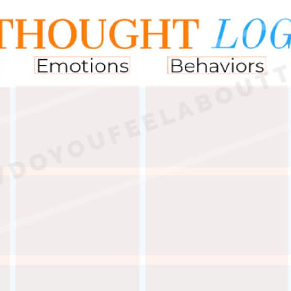 Cbt Thought Log Worksheets - Etsy