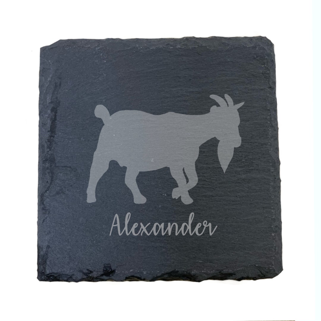 Personalised Goat Engraved Slate Coaster, Goat Gift, Goat Glass, Goat ...