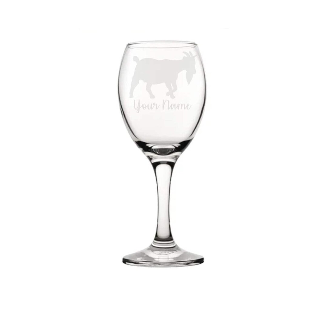 Personalised Goat Engraved Wine Glass, Goat Gift, Goat Glass, Goat ...