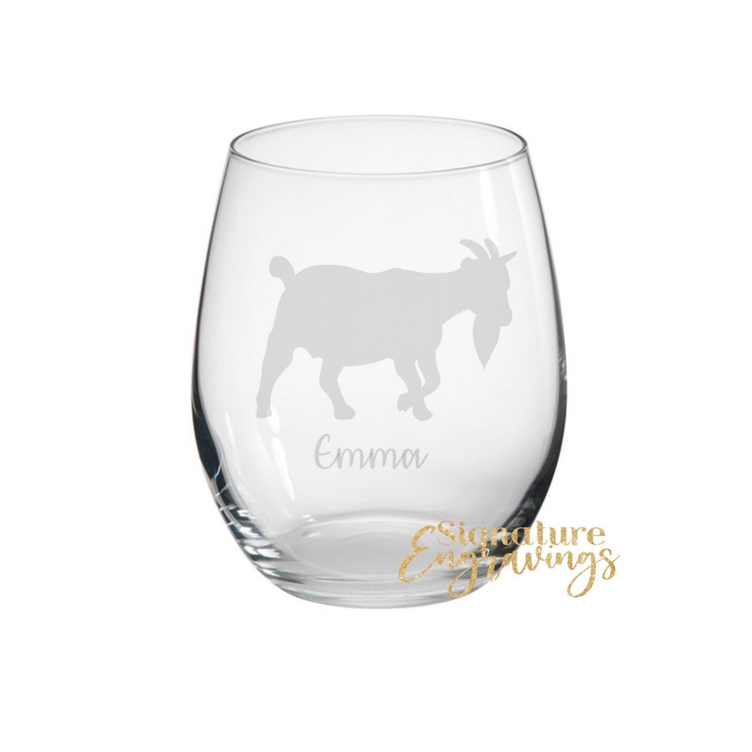 Personalised Goat Engraved Stemless Glass, Goat Gift, Goat Glass, Goat ...