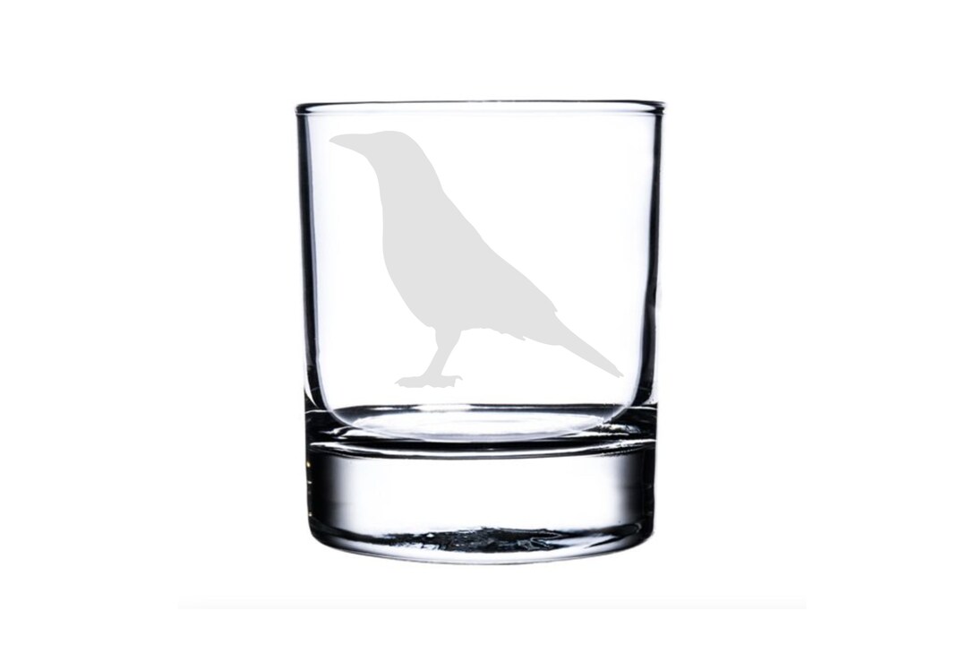 Personalised Crow Engraved Whisky Glass, Crow Gift, Crow Glass, Crow ...