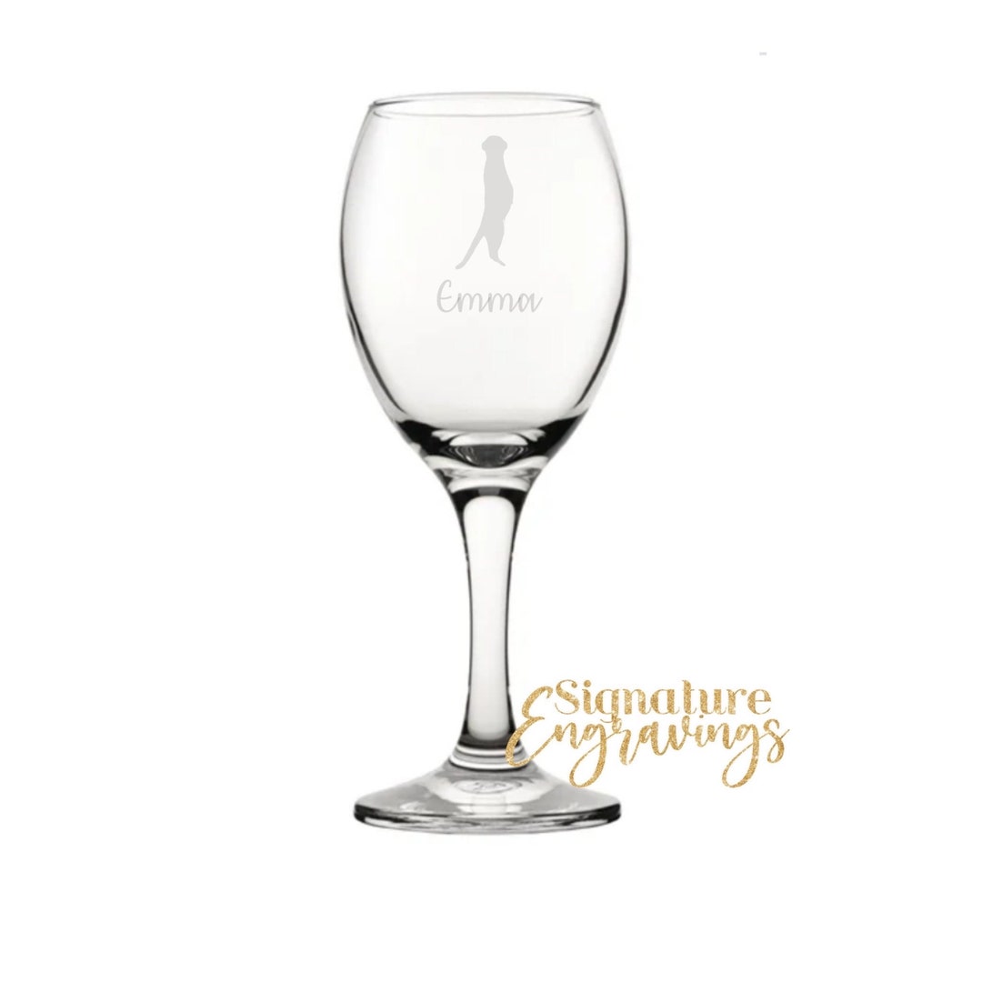 Personalised Meerkat Engraved Wine Glass, Meerkat Gift, Meerkat Glass ...