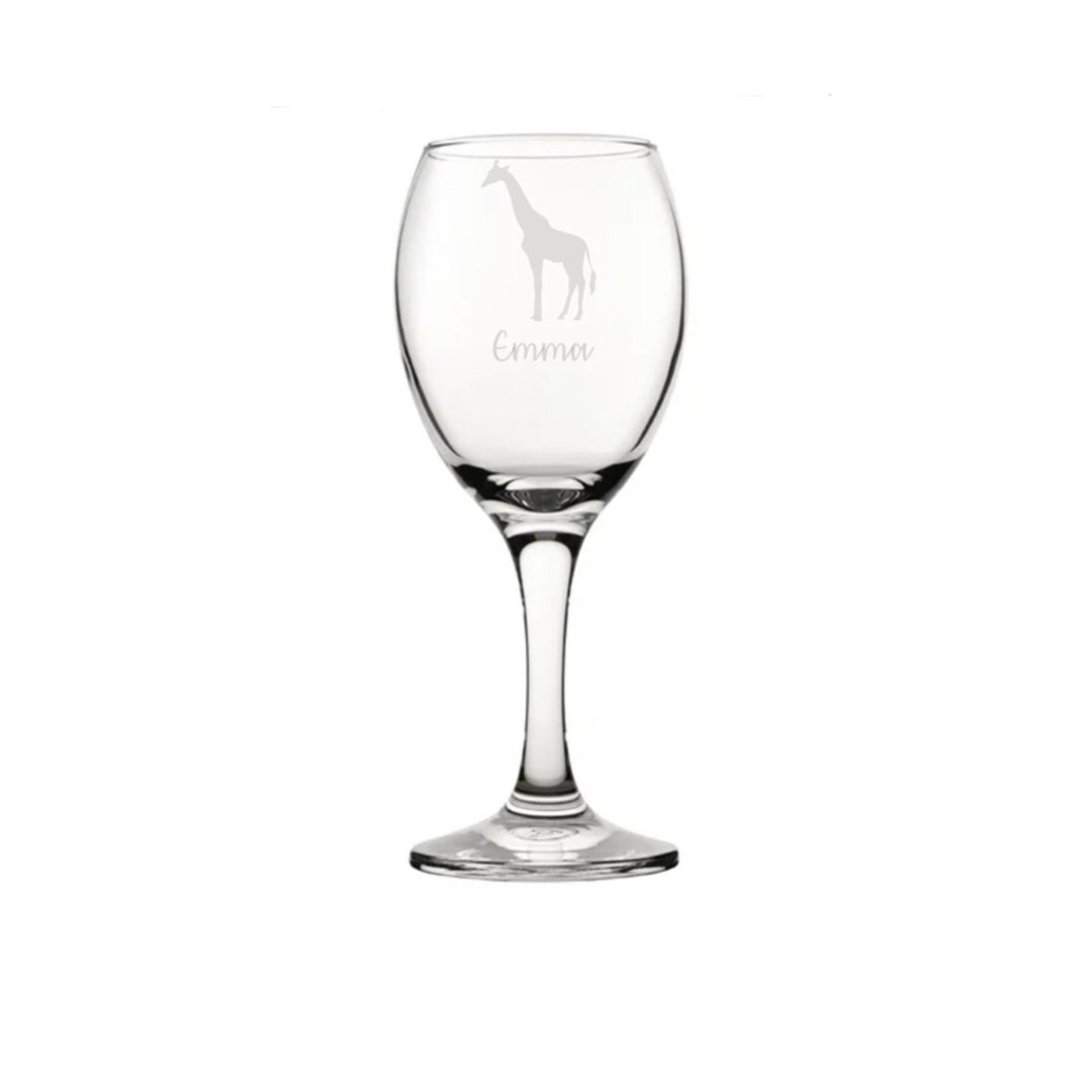 Personalised Giraffe Engraved Wine Glass, Giraffe Gift, Giraffe Glass ...