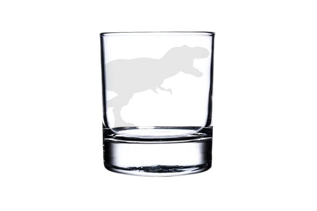 Personalised T-rex Engraved Whisky Glass, Dinosaur Gift, Dinosaur Gin ...