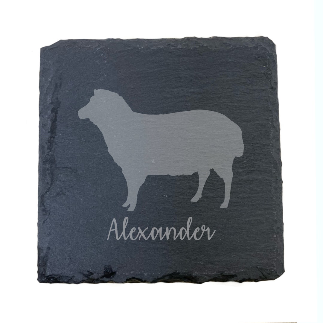 Personalised Sheep Engraved Slate Coaster, Sheep Gift, Sheep Glass ...