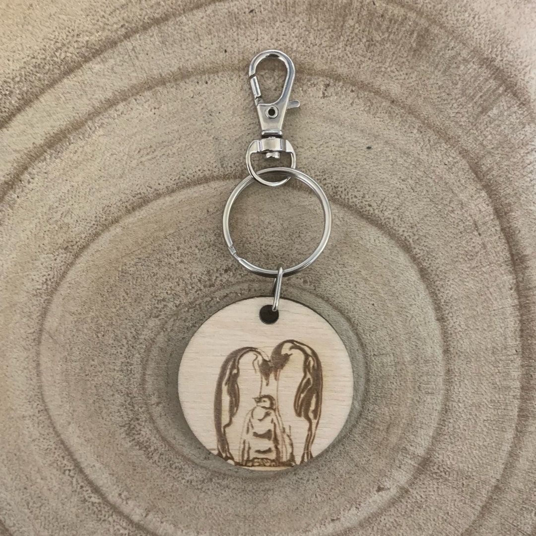 Penguin Family Engraved Keyring, Penguin Keychain, Penguin Gift ...