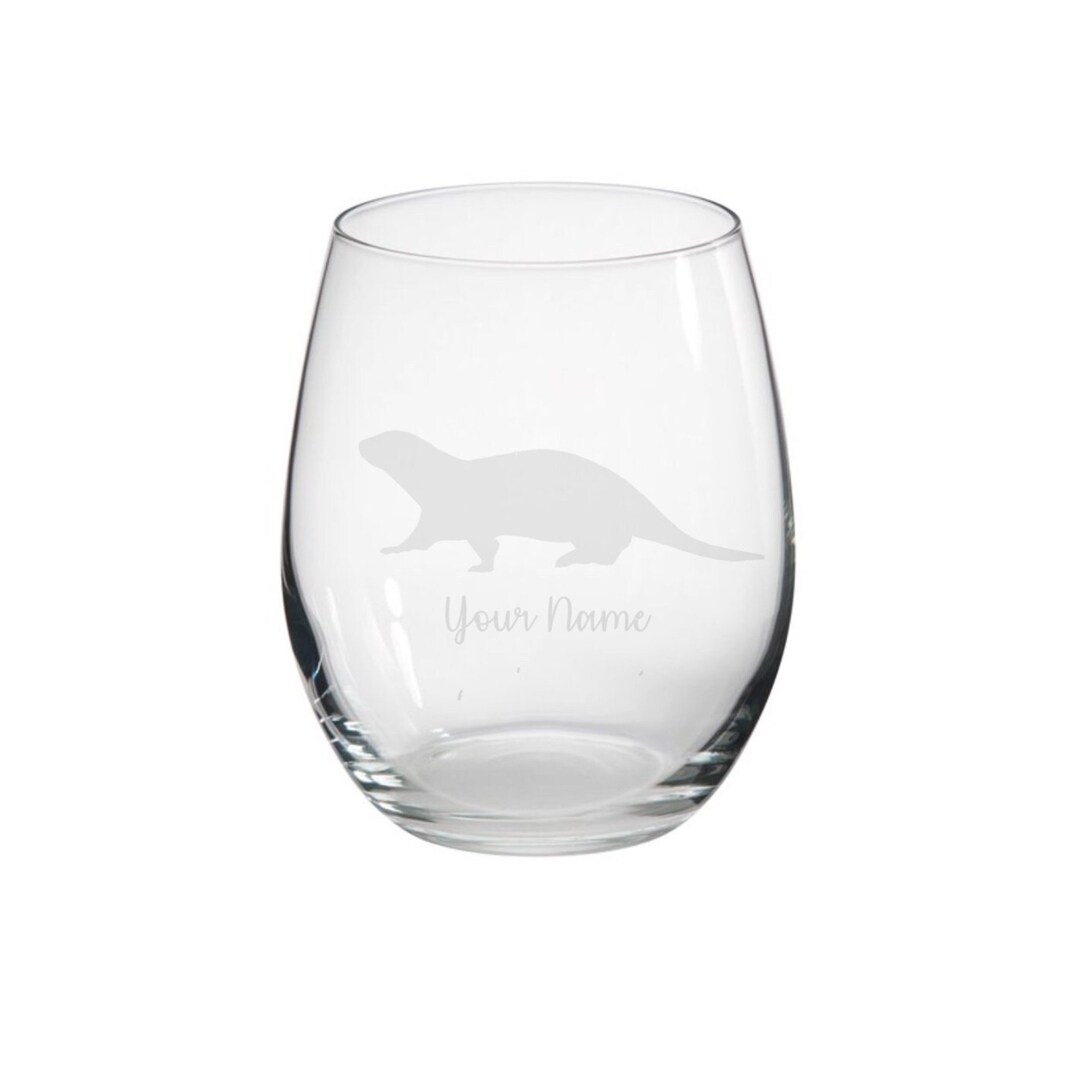 Personalised Otter Engraved Stemless Glass, Otter Gift, Otter Glass ...