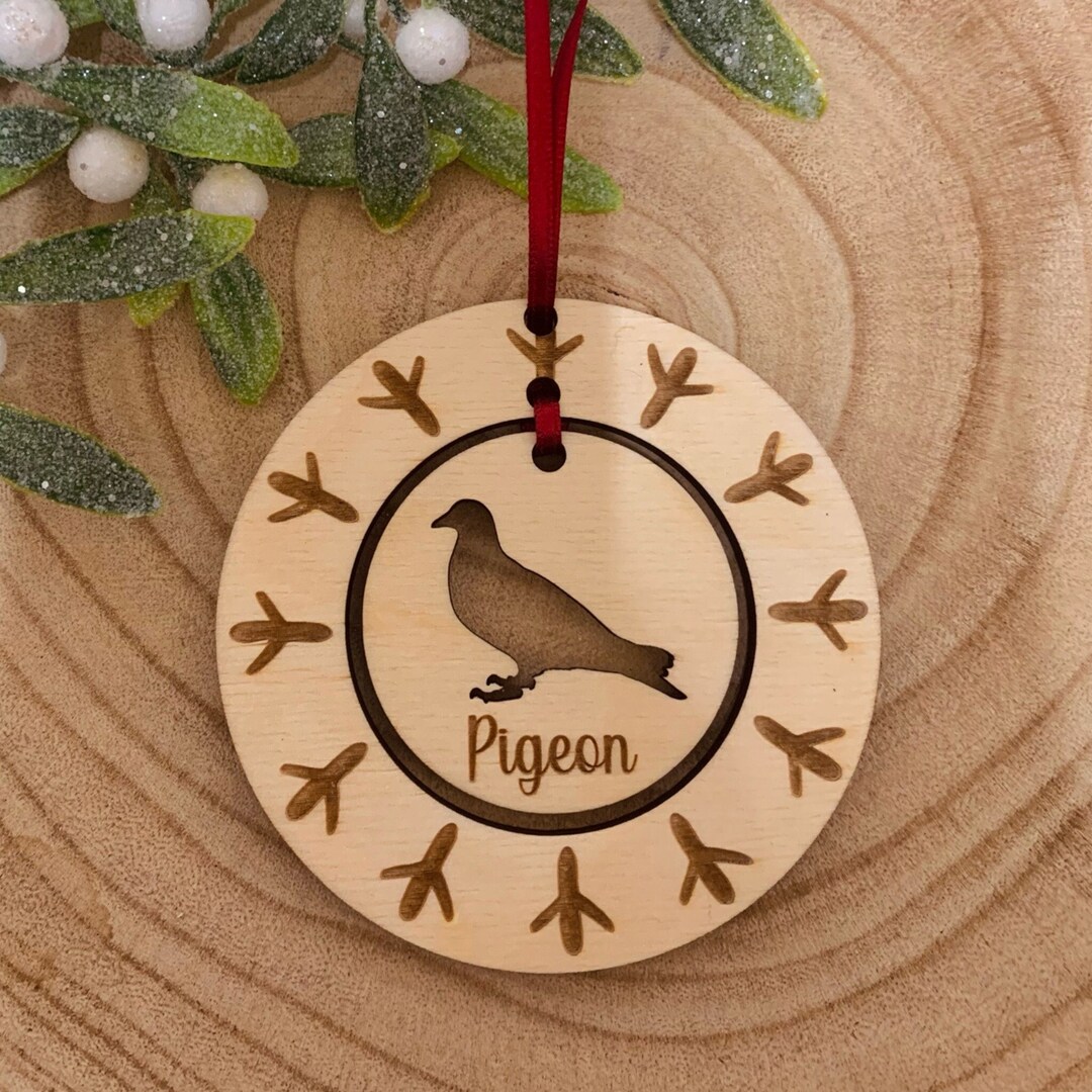 Personalised Pigeon Wood Hanging Decoration Christmas Tree Ornament ...