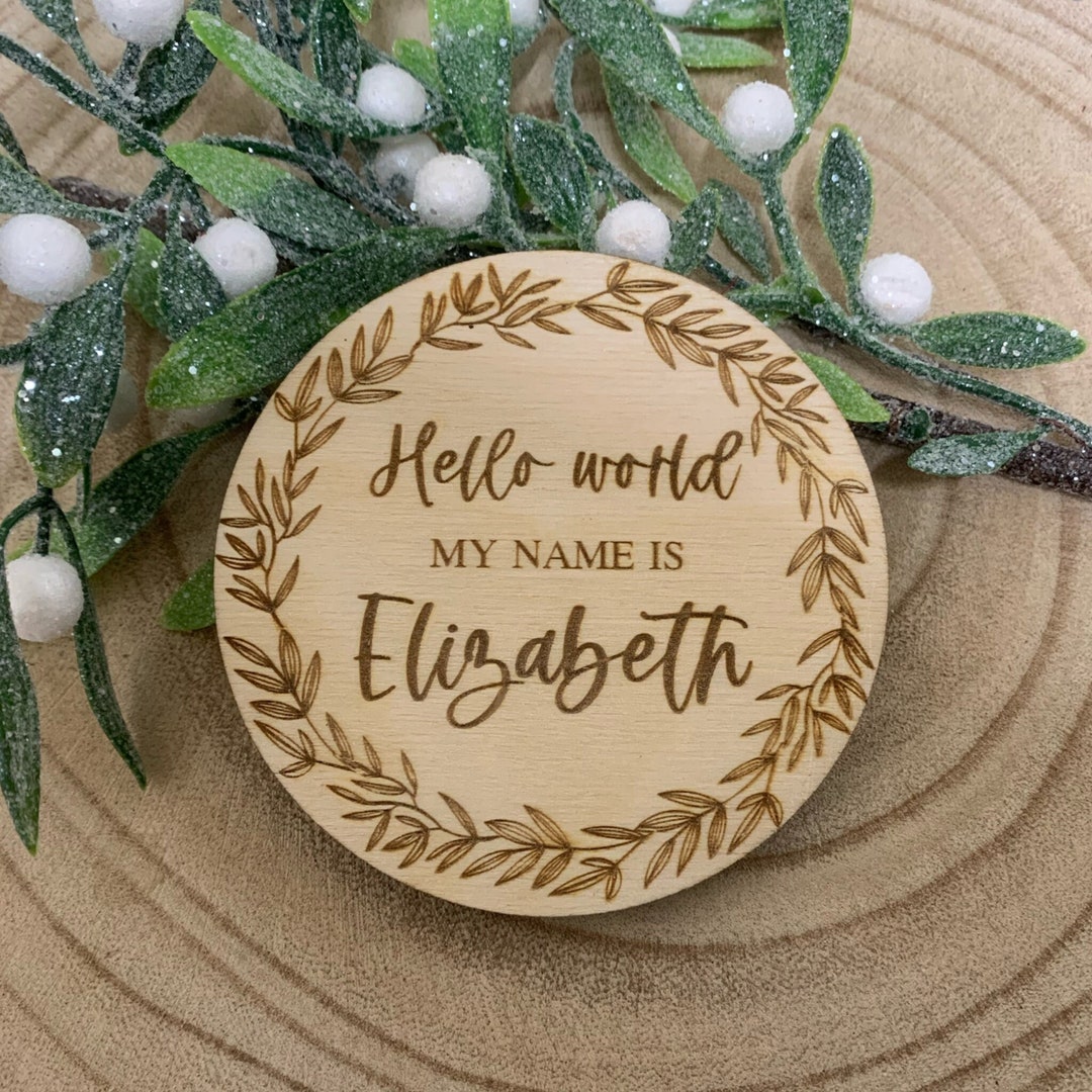 Personalised Hello World Baby Arrival Announcement Sign, Name Reveal ...