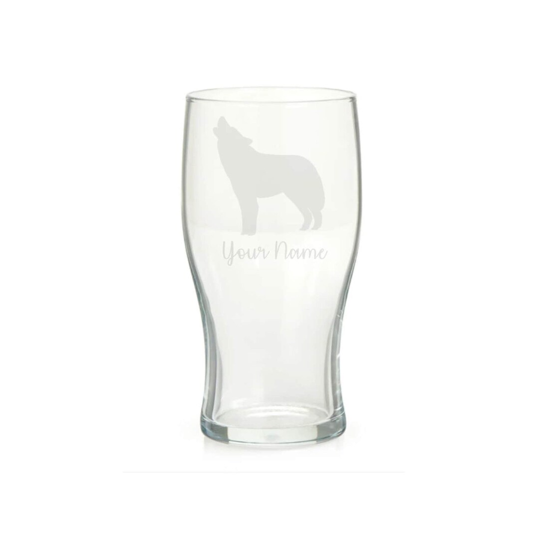 Personalised Wolf Engraved Pint Glass, Wolf Gift, Wolf Glass, Wolf ...