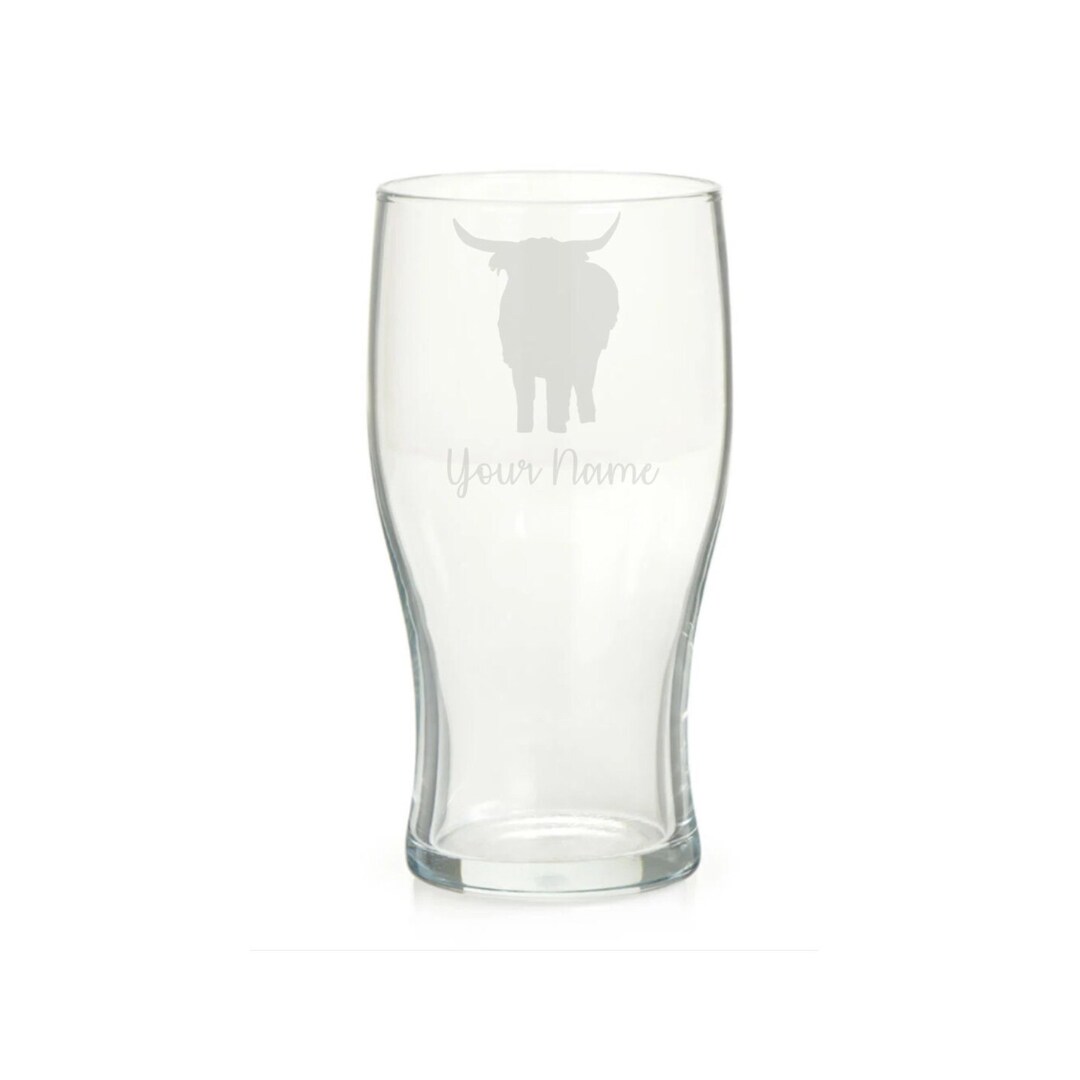 Personalised Highland Cow Engraved Gin Glass, Cow Gift, Cow Glass, Cow ...