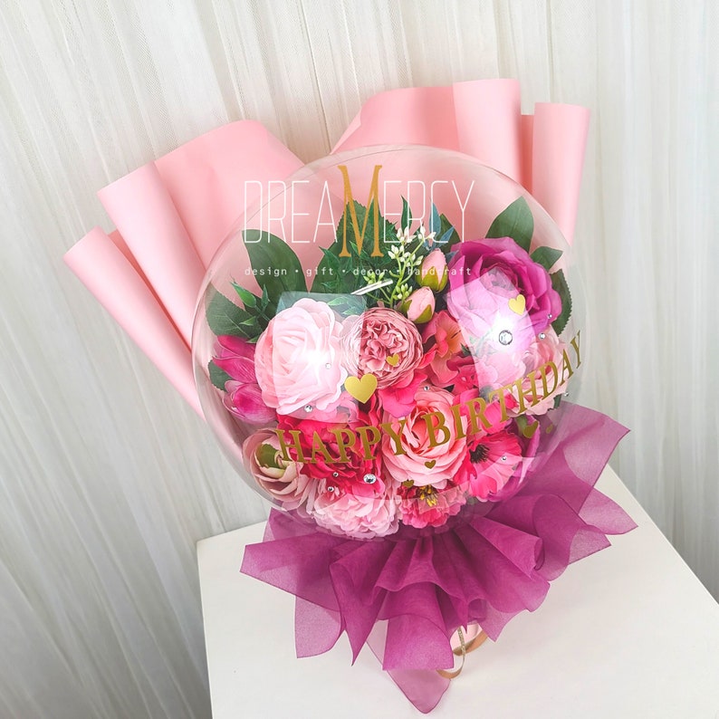 Flower Balloon Bouquet, LED Lights, Flower Bouquet, Premium Gift ...