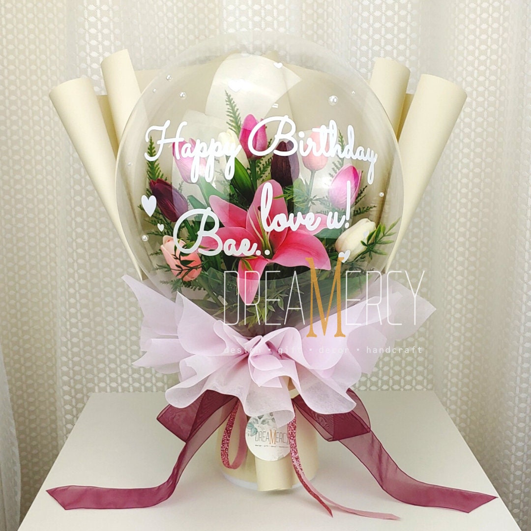 Flower Balloon Bouquet, Flower Bouquet, Premium Gift, Unique Gift ...