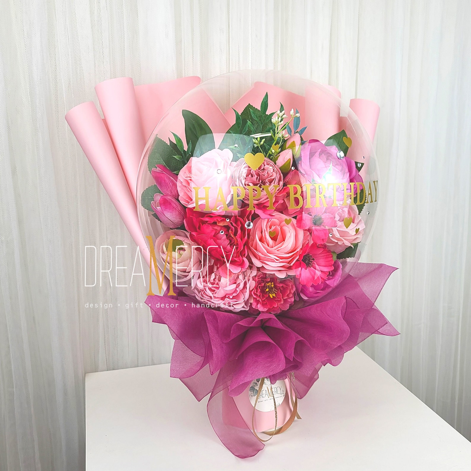 Flower Balloon Bouquet, LED Lights, Flower Bouquet, Premium Gift ...