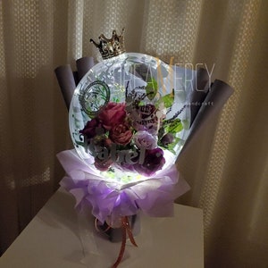 BTS Balloon, Flower Balloon Bouquet, LED Light, Flower Bouquet, Unique ...