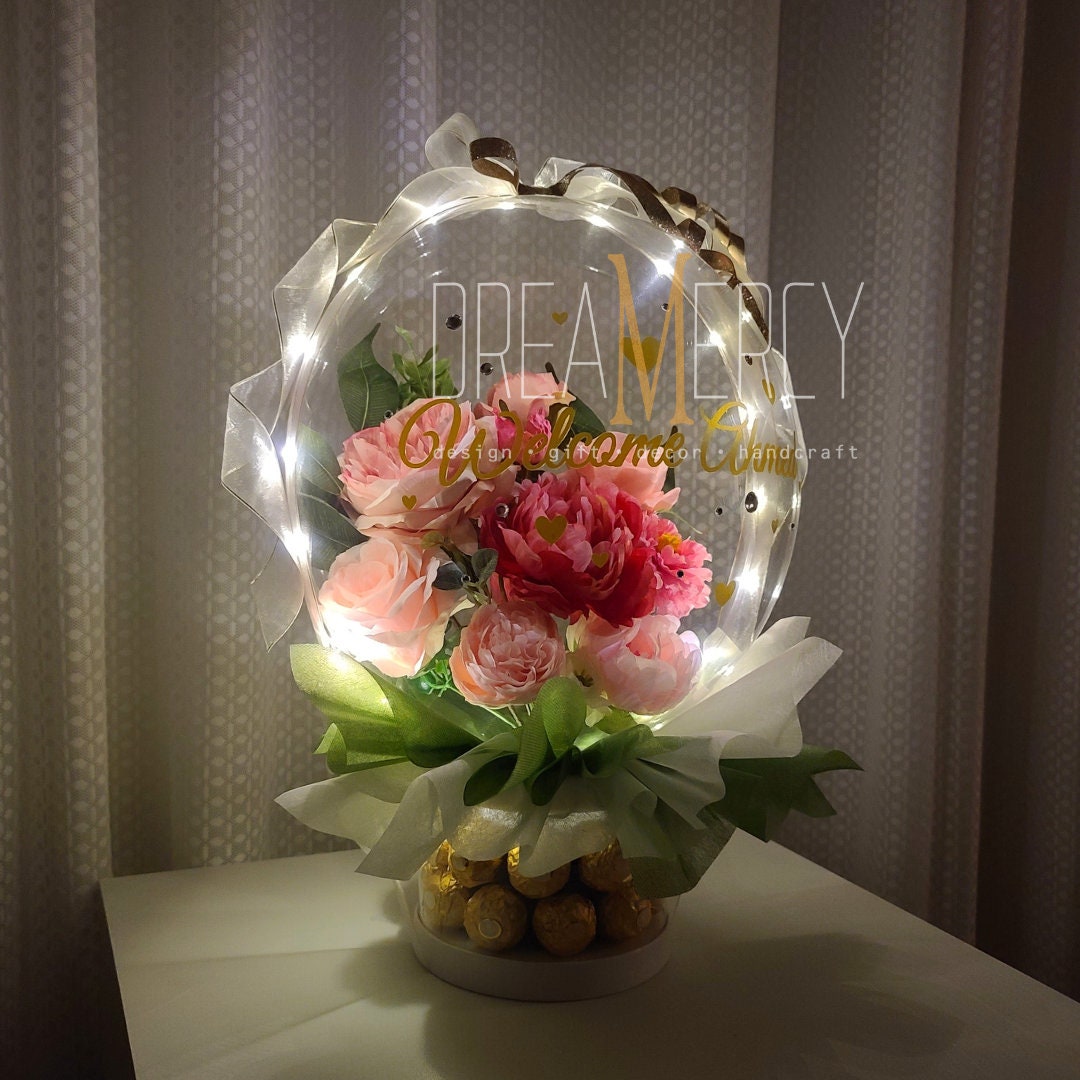 Flower Balloon Gift Box, Flower in balloon, Balloon Flower, Candy ...