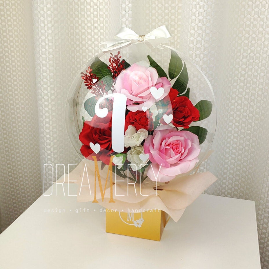 Three Roses Flower Balloon Flower in Balloon Unique Gift - Etsy