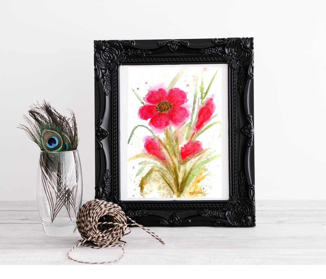 Red Poppy. Original Watercolor. Red Poppy. Original Watercolor. - Etsy