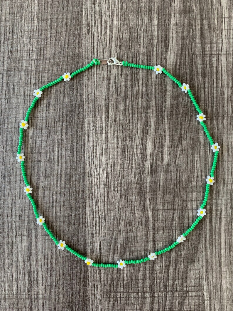 Daisy Flower Seed Bead Necklace Colorful Dainty Jewelry Choker Etsy
