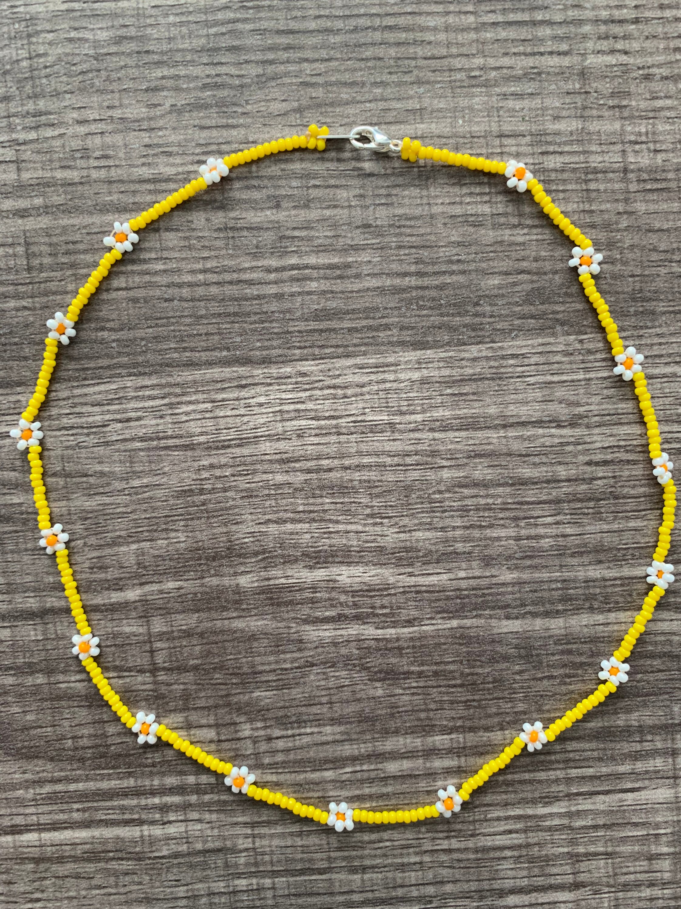 Daisy Flower Seed Bead Necklace Colorful Dainty Jewelry Choker ...