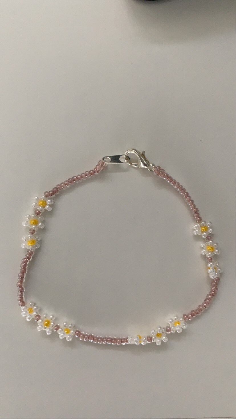 Daisy Flower Seed Bead Bracelet Colorful Dainty Jewelry Anklet | Etsy