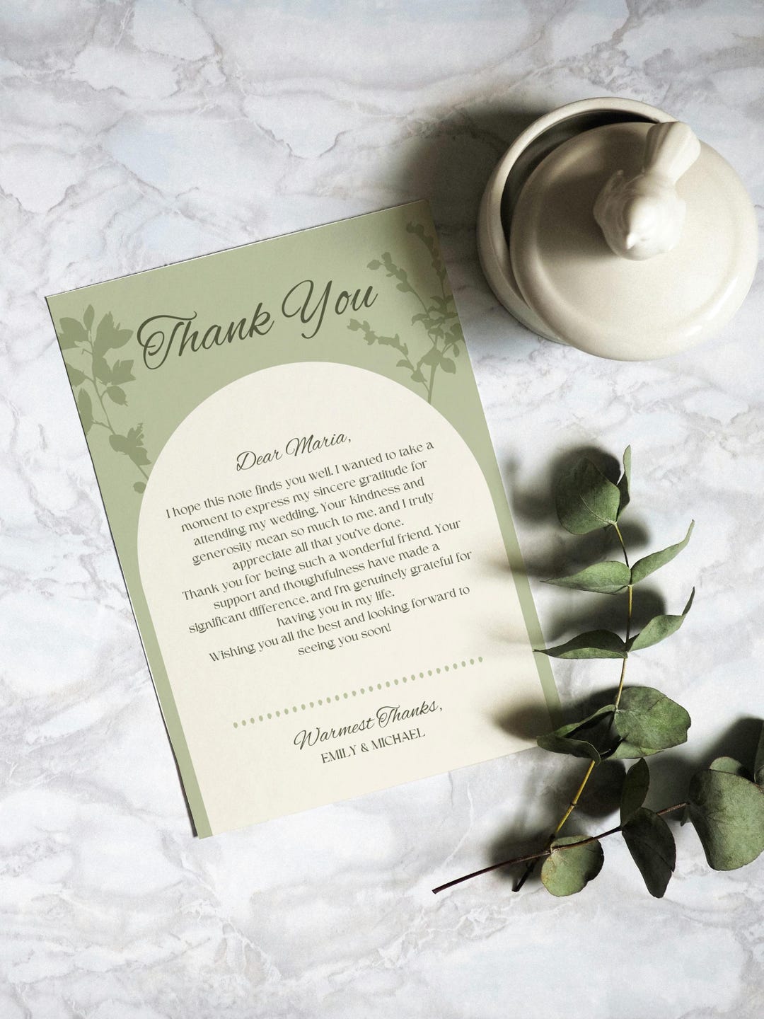 Modern Thank You Note Canva Template, Wedding Thank You Card, Printable ...