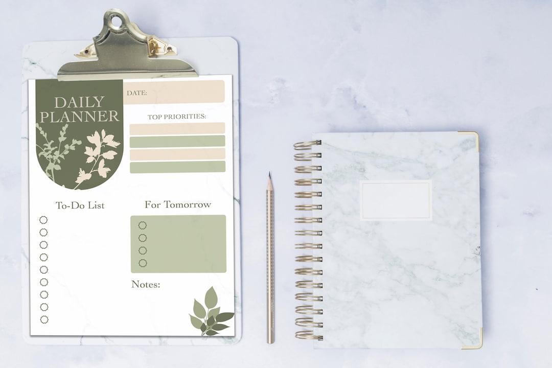 Sage Green Daily Planner, Printable Floral Planner, Digital Daily ...