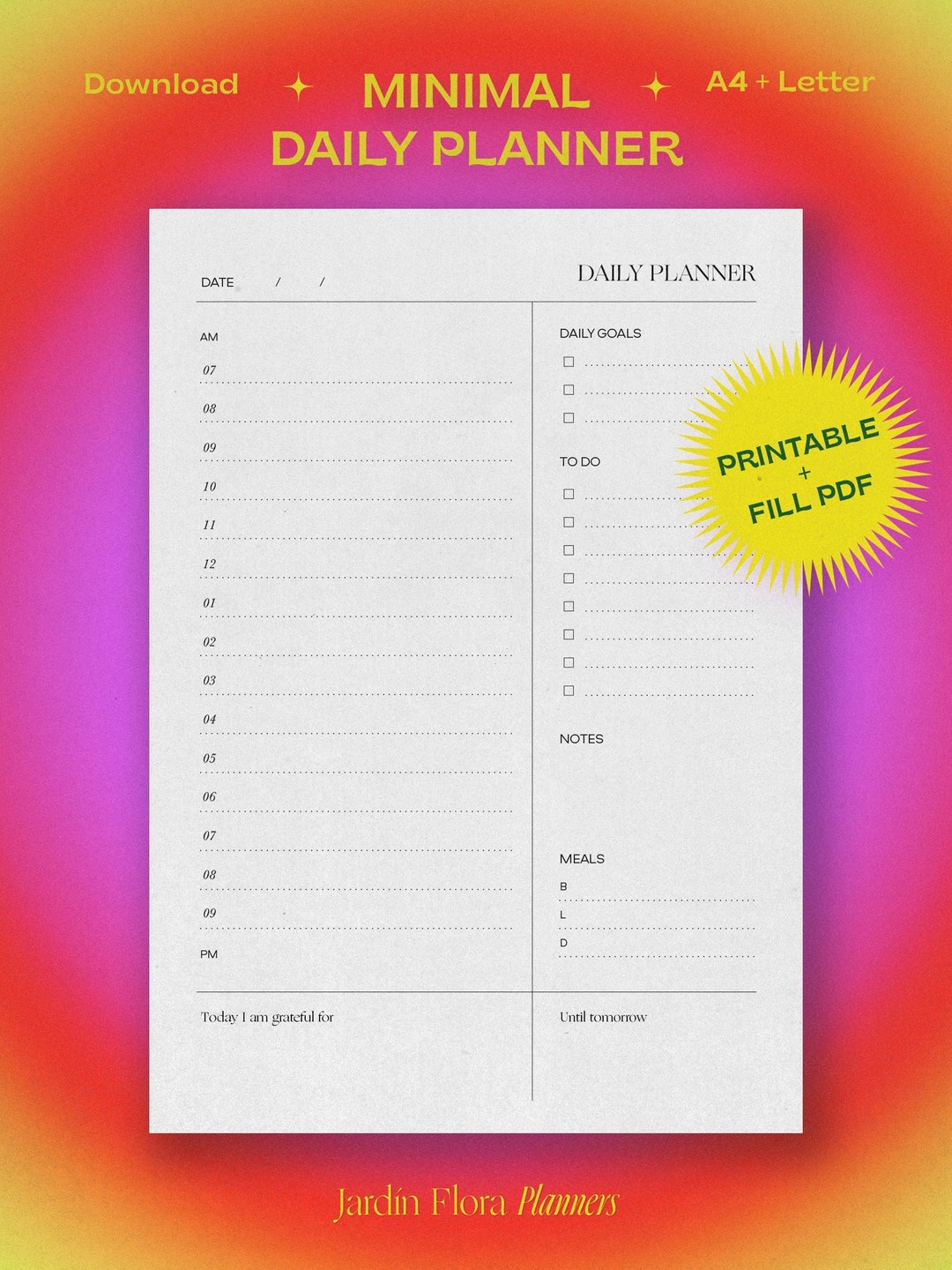 Daily Planner Printable | to Do List | Daily Schedule | 2023 Planner ...